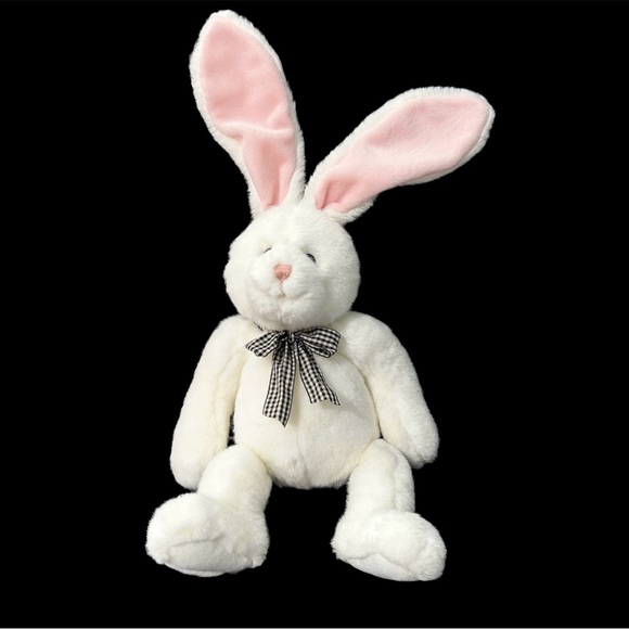 Gund | Toys | Gund Rudy 3664 White 4 Bunny Rabbit Navy Check Bow Pink ...